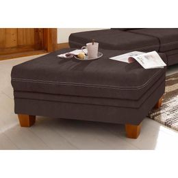 OTTO home Hocker &raquo;Husum&laquo; mit Kontrastnaht braun Luxus-Microfaser mit Druck (100% Polyester);Luxus-Microfaser in Lederoptik (100% Polyester);Luxus-