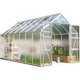Vitavia Gew&auml;chshaus &raquo;Domus 11500&laquo; mit Doppelschwingt&uuml;ren und bodentiefer T&uuml;rschwelle, 4 mm Hohlkammer silber B/H/T: 257cm x 253,9cm x 449cm