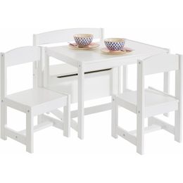 Hoppekids Kindersitzgruppe &raquo;MATHILDE&laquo; Set, 4 Stk. tlg. mit 2 St&uuml;hlen, Tisch & Bank mit Stauraum wei&szlig; Einheitsgr&ouml;&szlig;e