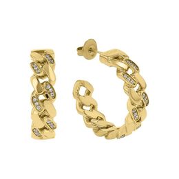 JOOP! Damen JOOP! Paar Creolen &raquo;Schmuck, Geschenk&laquo; mit Zirkonia (synth.) gold 25mm, Edelstahl