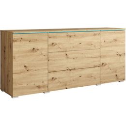 Home Affaire Sideboard &raquo;VERA, grifflos&laquo; verstellbare Einlegeb&ouml;den, Wahlweise mit oder ohne Beleuchtung braun B/H/T: 150cm x 67,9cm x 39,5cm, ohne 