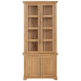 OTTO home Vitrine &raquo;Melissa&laquo; aus massiver Kiefer, FSC zertifiziert, Breite 94 cm beige Massivholz B/H/T: 94cm x 210cm x 39cm, T&uuml;ren: 4 Stk., 