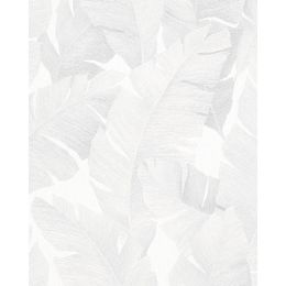 marburg Vliestapete botanisch Blattmotiv, moderne Tapete f&uuml;r Schlafzimmer Wohnzimmer K&uuml;che grau Vlies B/L: 0,53m x 10,05m