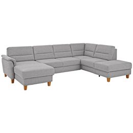 Home Affaire Wohnlandschaft &raquo;Palmera U-Form, B: 308 cm&laquo; optional Schlaffunktion & Bettkasten, Federkern silber 100% Polyester;Struktur (100% Polyester