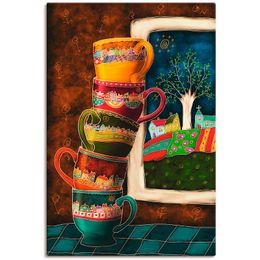 Artland Wandbild &raquo;Fr&ouml;hliche Kaffeetassen&laquo; Getr&auml;nke 1 Stk. tlg. als Alubild, Leinwandbild, Poster in verschied. Gr&ouml;&szlig;en bunt B/H/T: 20cm x 30cm, Leinwandbild 