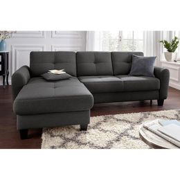 Sit & More sit&more Ecksofa &raquo;Varese L-Form&laquo; mit Federkern, wahlweise mit Schlaffunktion und Stauraum grau Bedruckte Microfaser (100% Polyester);Luxus-Microfaser 