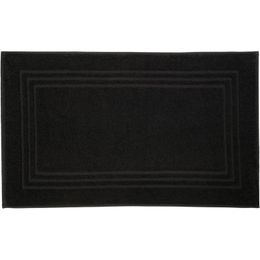 Kleine Wolke Badematte &raquo;Lodge, Badvorleger&laquo; H&ouml;he 80 mm beidseitig nutzbar Badteppich, Frottier-Qualit&auml;t, Uni Farben, mit Bord&uuml;re schwarz Baumwolle rechteckig (50cm