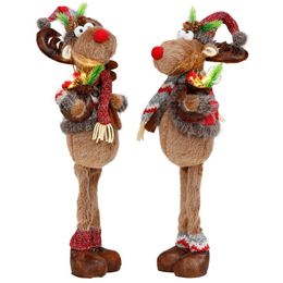 Bonetti LED Dekofigur &raquo;Weihnachtsdeko&laquo; 2 Stk. Warmwei&szlig; Rentiere mit Skiern in der Hand, 2er Set bunt H: 50cm, 2 Stk.