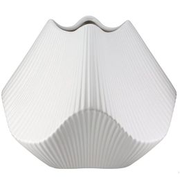 Gilde Tischvase &raquo;Vase Lamellen H. 18,5 cm&laquo; Matte Lamellen-Struktur, Dekovase wei&szlig; Keramik B/H/T: 22cm x 18,5cm x 22cm &Oslash; 22cm