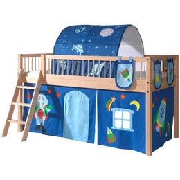 Vipack Spielbett &raquo;Forrest, Absturzschutz mit Sprossen-Optik, Pfostenst&auml;rken ca. 50x50mm&laquo; Buche natur lackiert, stabil und hochwertig gebaut, inkl. Lattenrost