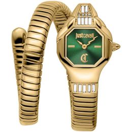 JUST cavalli time Damen Quarzuhr &raquo;Signature Snake&laquo; Armbanduhr,Damenuhr,Edelstahlband,Perlmutt-Zifferblatt,Kristallsteine gold Einheitsgr&ouml;&szlig;e