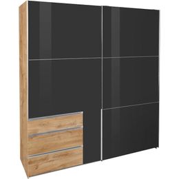 wimex Schwebet&uuml;renschrank &raquo;Level by fresh to go&laquo; mit Glast&uuml;ren grau B/H/T: 200cm x 216cm x 65cm, Schubladen: 3 Stk. T&uuml;ren: 2 Stk.