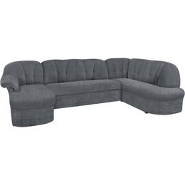 DOMO collection Wohnlandschaft &raquo;Pegnitz, zeitlos&modern, elegante R&uuml;ckensteppung, Breite 292cm, U-Form&laquo; wahlweise mit Bettfunktion grau 95% Polyester,