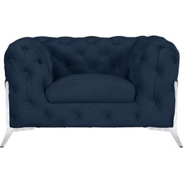 Home Affaire Chesterfield-Sessel &raquo;Amaury Sessel&laquo; aufw&auml;ndige Knopfheftung, moderne Chesterfield Optik, Fu&szlig;farbe w&auml;hlbar blau Struktur (100% Polyester9;