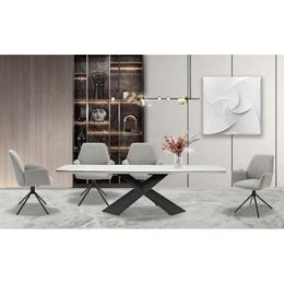 ByLiving Esszimmerstuhl &raquo;Blair&laquo; (Set) 2er-Set, 360 Grad drehbar, gem&uuml;tlicher Sessel, verschiedenen Stoffe grau Metall B/H/T: 60cm x 88cm x 64cm, 