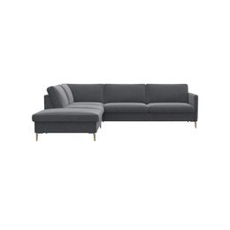 FLEXLUX Ecksofa &raquo;Fiore, L-Form&laquo; schmale Armlehnen, Kaltschaum, F&uuml;&szlig;e Alu+ Eiche grau 100% Polyester B/H/T: 266cm x 85cm x 225cm, Velvet, Ottomane links