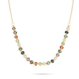 s.Oliver Damen s.Oliver Kette ohne Anh&auml;nger &raquo;Colorful Beads&laquo; mit Glasperle bunt Edelstahl Perlen, L: 55 B: 2,5mm