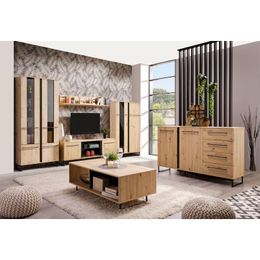 Home Affaire Highboard &raquo;Sardinia&laquo; Vitrine, Breite 84cm schwarz Holzwerkstoff B/H/T: 84,5cm x 193,5cm x 35cm, 2 Stk.