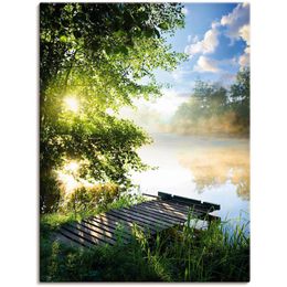 Artland Wandbild &raquo;Angelsteg am Morgen&laquo; Gew&auml;sser 1 Stk. tlg. als Alubild, Leinwandbild, Poster in verschied. Gr&ouml;&szlig;en gr&uuml;n B/H/T: 45cm x 60cm, Leinwandbild 