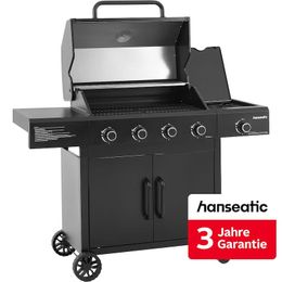 Hanseatic Gasgrill &raquo;4-Brenner Rockford Black, 4 Brenner + Seitenbrenner 14,5 kw Gesamt&laquo; inkl. 3 Jahre Herstellergarantie schwarz B/H/T: 122cm x 59cm
