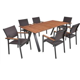 Garden Pleasure Garten-Essgruppe &raquo;DAVINA&laquo; 7 Stk. tlg. grau Massivholz Einheitsgr&ouml;&szlig;e
