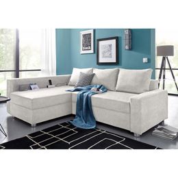 Collection AB Ecksofa &raquo;Relax L-Form, B: 223 cm&laquo; Schlaffunktion, Bettkasten, Regal & 1 Zierkissen, optional Licht silber Zierkissen: 100%Polyester;