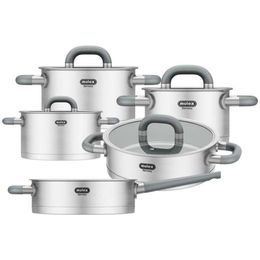 Mulex Topf-Set &raquo;LUGANO&laquo; Set, 9 Stk. tlg. Edelstahl 18/10 grau Einheitsgr&ouml;&szlig;e