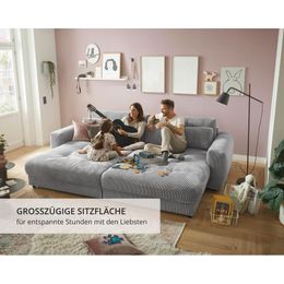 ED EXCITING DESIGN Big-Sofa &raquo;Loveseat, 2-Sitzer, Barura, Breite 292&laquo; Big-Sofa mit 2 Nierenkissen grau 92% Polyester, 8% Nylon B/H/T: 292cm x 90cm x 