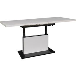 M&auml;usbacher Couchtisch &raquo;Lift Couchtisch&laquo; h&ouml;henverstellbar 56-75cm, Breite Tischplatte 120-160cm, Metallgestell wei&szlig; B/H/T: 160cm x 75cm x 70cm, Synchron-Auszug