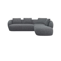 FLEXLUX Ecksofa &raquo;Torino, rund, L-Form, Sofa-Ecke mit Ottomane&laquo; Modernes, organisches Sofa-Design, Kaltschaum, Wellenunterfederung grau 100% Polyester 