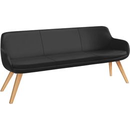 Musterring Essbank &raquo;Tavia&laquo; Stativgestell aus Eiche bianco massiv, Breite 180, 200 oder 220 cm schwarz 100% PES B/H/T: 180cm x 87cm x 66cm, Echtleder