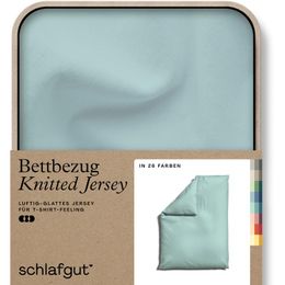 Schlafgut Bettbezug &raquo;Premium Bettbezug Knitted Jersey (1 St)&laquo; Ton-in-Ton Rei&szlig;verschluss, Bio-Baumwolle mit Elasthan, Uni, OEKO Tex blau Jersey, Obermaterial: 95