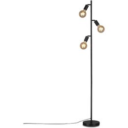 Briloner Leuchten Stehlampe &raquo;1387035 KUGLO&laquo; E27 Warmwei&szlig; metall/schwarz, inkl. Kabelschalter, exkl. 3x E27 max. 10 W silber Einheitsgr&ouml;&szlig;e