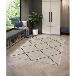 PRIMAflor-Ideen in Textil Teppich &raquo;Outdoorteppich PARADISE - Rhombus&laquo; rechteckig 4 mm H&ouml;he Flachgewebe, Rauten, Scandi, In- und Outdoor geeignet, 
