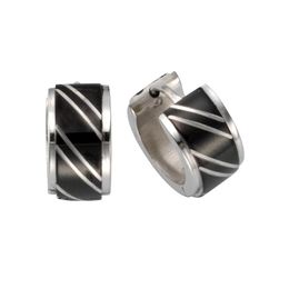 Firetti Damen Paar Creolen &raquo;Schmuck Geschenk teilweise schwarz&laquo; mit Lack silber 13,5mm, Edelstahl