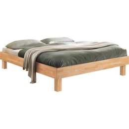 Hasena Holzbett &raquo;Rapallo&laquo; Fu&szlig;h&ouml;he 25 cm braun Eiche massiv Liegefl&auml;che L&auml;nge B: 200cm x 140cm, H&ouml;he Bett: 41cm H&ouml;he Bettseite: 16cm H&ouml;he Liegefl&auml;che: 