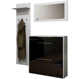 borchardt M&ouml;bel borchardt M&ouml;bel Garderoben-Set &raquo;Oliva, H&auml;ngeschuhschrank, Spiegel, Garderobenpaneel&laquo; 3 Stk. tlg. schwarz Holzwerkstoff Einheitsgr&ouml;&szlig;e