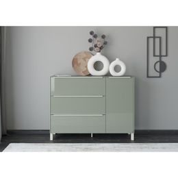 set one by Musterring Sideboard &raquo;Reno&laquo; 1 Stk. tlg. Mit Vierkantfu&szlig; in diversen Farben, 106 cm H&ouml;he & Farbauswahl gr&uuml;n Glas, Holzwerkstoff B/H/T: 137cm