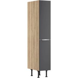 KOCHSTATION Apothekerschrank &raquo;KS-Aken&laquo; grau wildeiche Nachbildung, B/H/T: 30cm x 176,6cm x 58,4cm