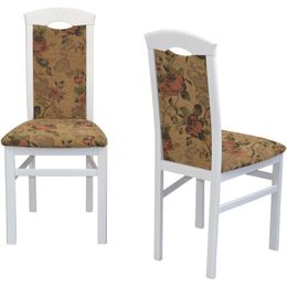 HOFMANN LIVING AND MORE Esszimmerstuhl (Set) 2 Stk. braun Polyester B/H/T: 45cm x 95cm x 49cm, 2 Stk., Polyester Webstoff gemustert