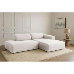 Home Affaire Ecksofa &raquo;Noord mit Kedernaht, Breite 227 cm, L-Form&laquo; Cord, Struktur, Webstoff, mit Wellenunterfederung, Massivholzrahmen beige 100% 