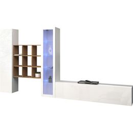 Home Affaire Wohnwand &raquo;Maruska&laquo; 1 Stk. tlg. wei&szlig; Holzwerkstoff B/H/T: 350cmcm x 180cmcm x 30cmcm