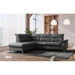 Sit & More sit&more Ecksofa &raquo;Astoria L-Form&laquo; wahlweise mit motorischer Relaxfunktion grau 100% Polyester B/H/T: 256cm x 91cm x 225cm, Luxus-Microfaser ALTARA 