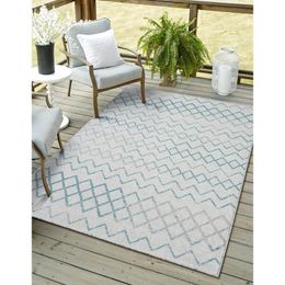 MyFlair Outdoorteppich &raquo;Nebula, LAGERR&Auml;UMUNG!&laquo; rechteckig 6 mm H&ouml;he modernes Design, Rauten, Outdoor geeignet, Balkon, Terrasse blau Polypropylen B : 200cm 1 