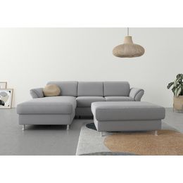 Sit & More sit&more Ecksofa &raquo;Apulia L-Form&laquo; wahlweise Schlaffunktion, Bettkasten und Kopf- und Armteilverstellung grau Webstoff (100% Polyester);Struktur weich (