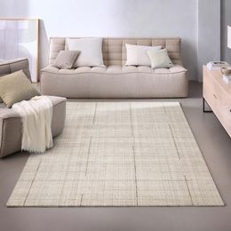 Wecon Home Teppich &raquo;Milly&laquo; rechteckig 11 mm H&ouml;he Kurzflorteppich, handgewebt, Naturfaser, Linienmuster, Wohnzimmer beige Lyocell B : 160cm 1 Stk., 
