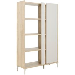 B&uuml;cherregal &raquo;LENK&laquo; Dekorative Bibliothek mit geschlossenem Aufbewahrungsbereich grau Holzwerkstoff B/H/T: 100cm x 161cm x 36cm, 8 Stk. offene F&auml;cher, 