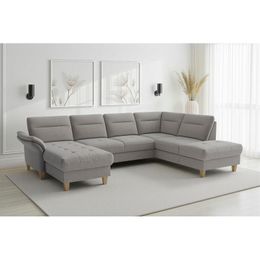 Sit & More sit&more Wohnlandschaft &raquo;Pamela U-Form, B: 292 cm, optional Schlaffunktion & Armteilverstellung&laquo; mit Federkern grau 100% Polyester B/H/T: 292cm x 90cm
