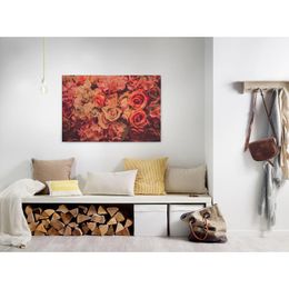 A.S. Cr&eacute;ation Leinwandbild &raquo;Flower Wall&laquo; Blumen Kunst 1 Stk. tlg. Romantische Rosen Rosenbild Keilrahmen Leinwand-Bild Wohnzimmer modern bunt Holz, Stahl B/H/T: 