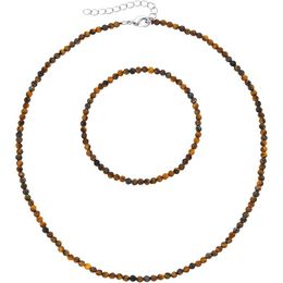Firetti Damen Ketten und Armband Set &raquo;Multipack Schmuck Geschenk Armkette Halskette&laquo; (Set, 2 Stk. tlg.) facettierte Edelsteine braun Einheitsgr&ouml;&szlig;e